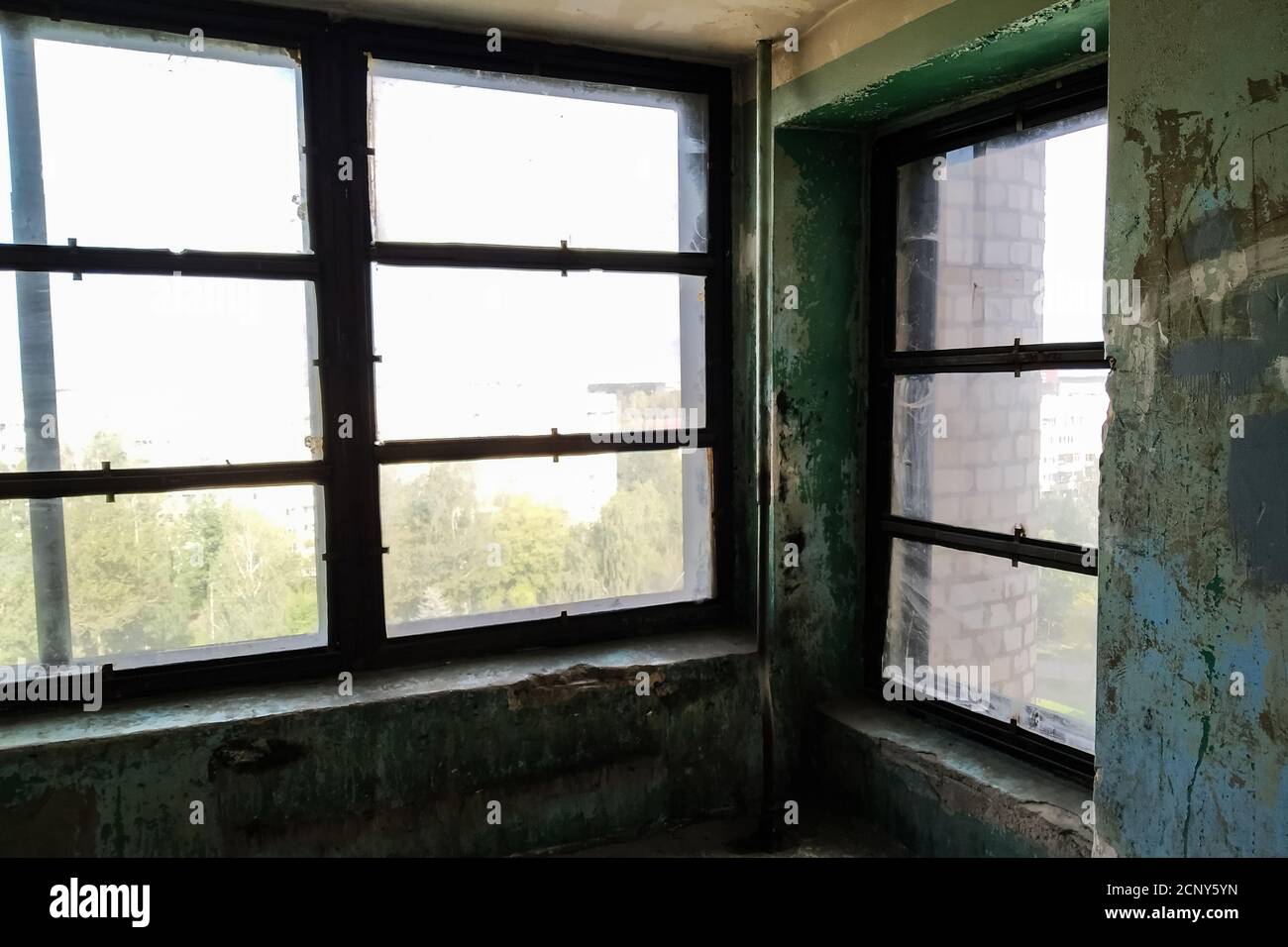 Old damaged window and wall in building Stock Photo - Alamy