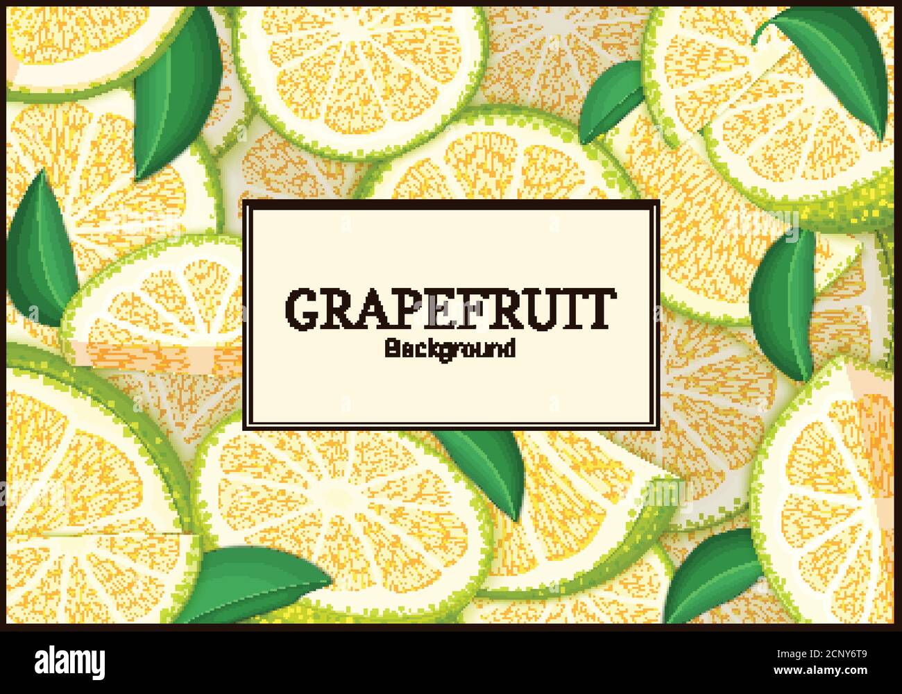 Rectangular label on citrus grapefruit background. Vector card ...