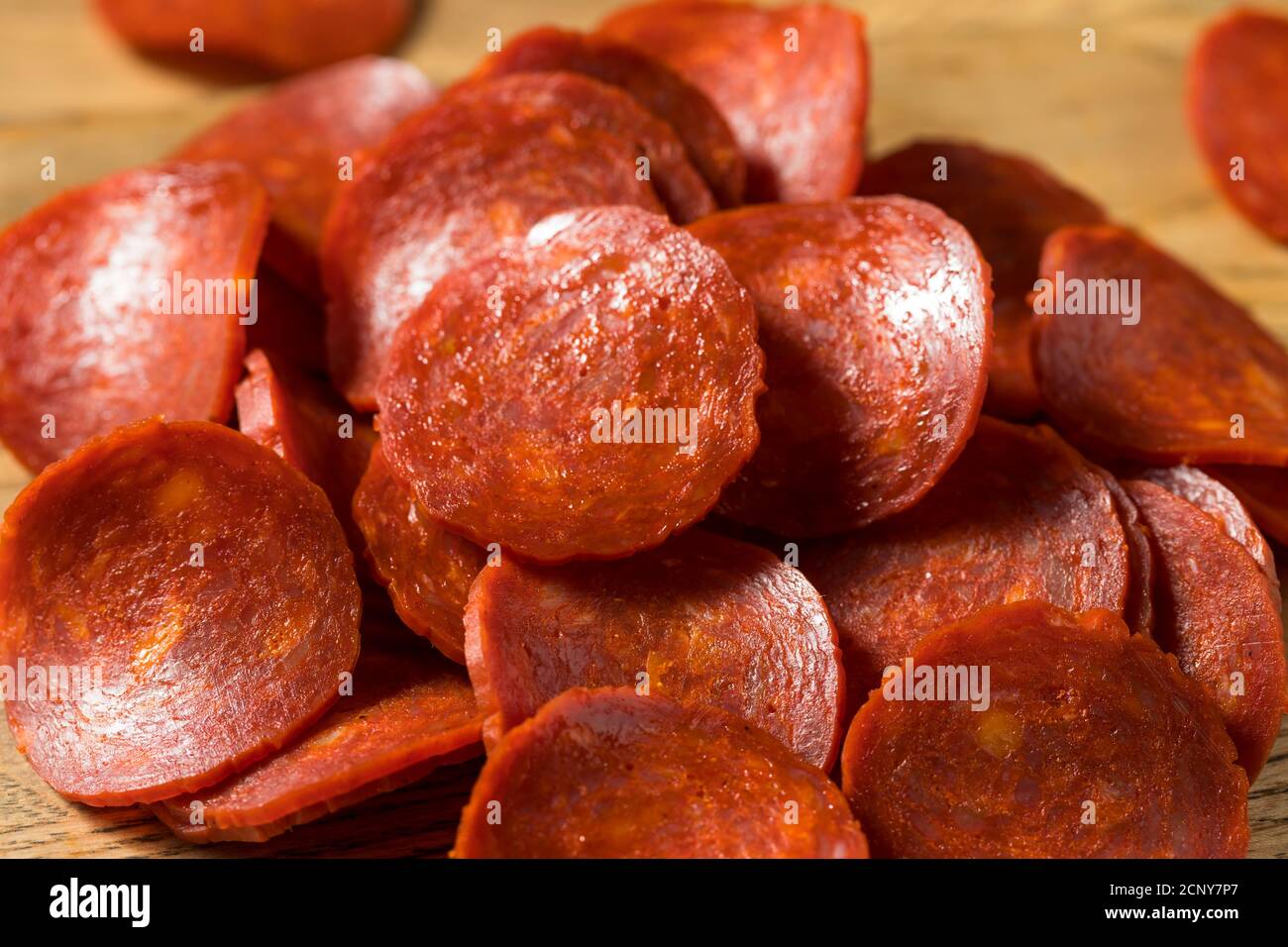 Organic Uncured Italian Pepperoni Slices Ready to Use Stock Photo - Alamy