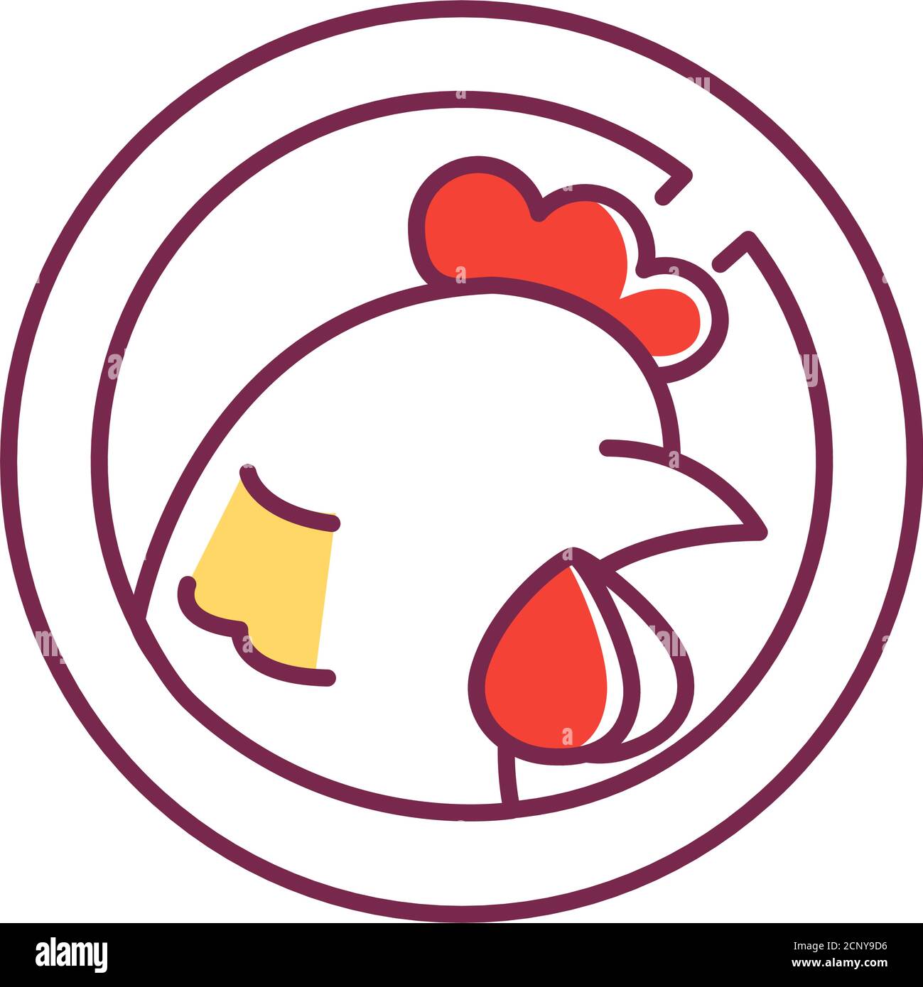 Animal care color line icon. Label do not eat animal meat sign ...