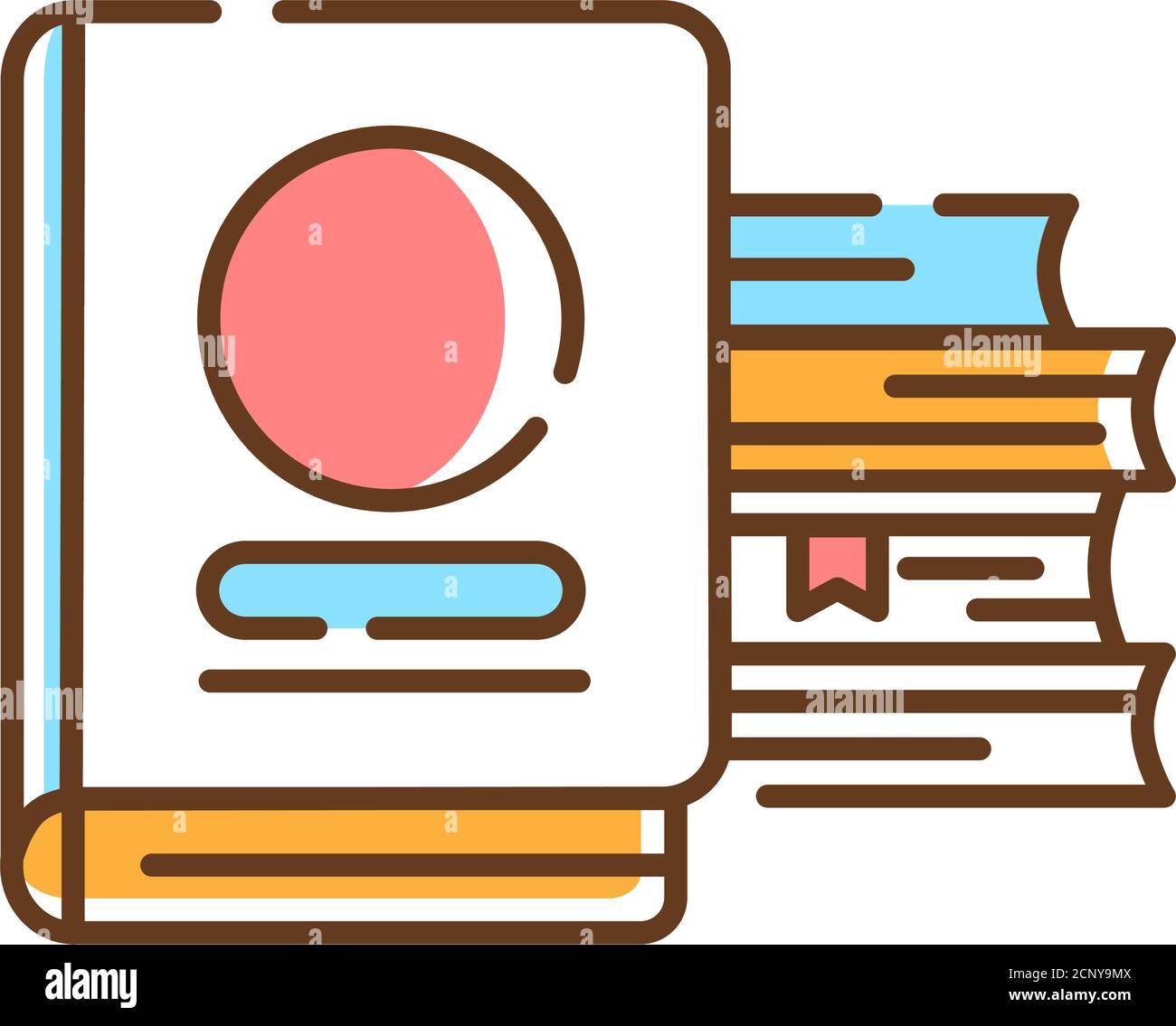 Books stack color line icon. Pictogram for web page, mobile app, promo ...