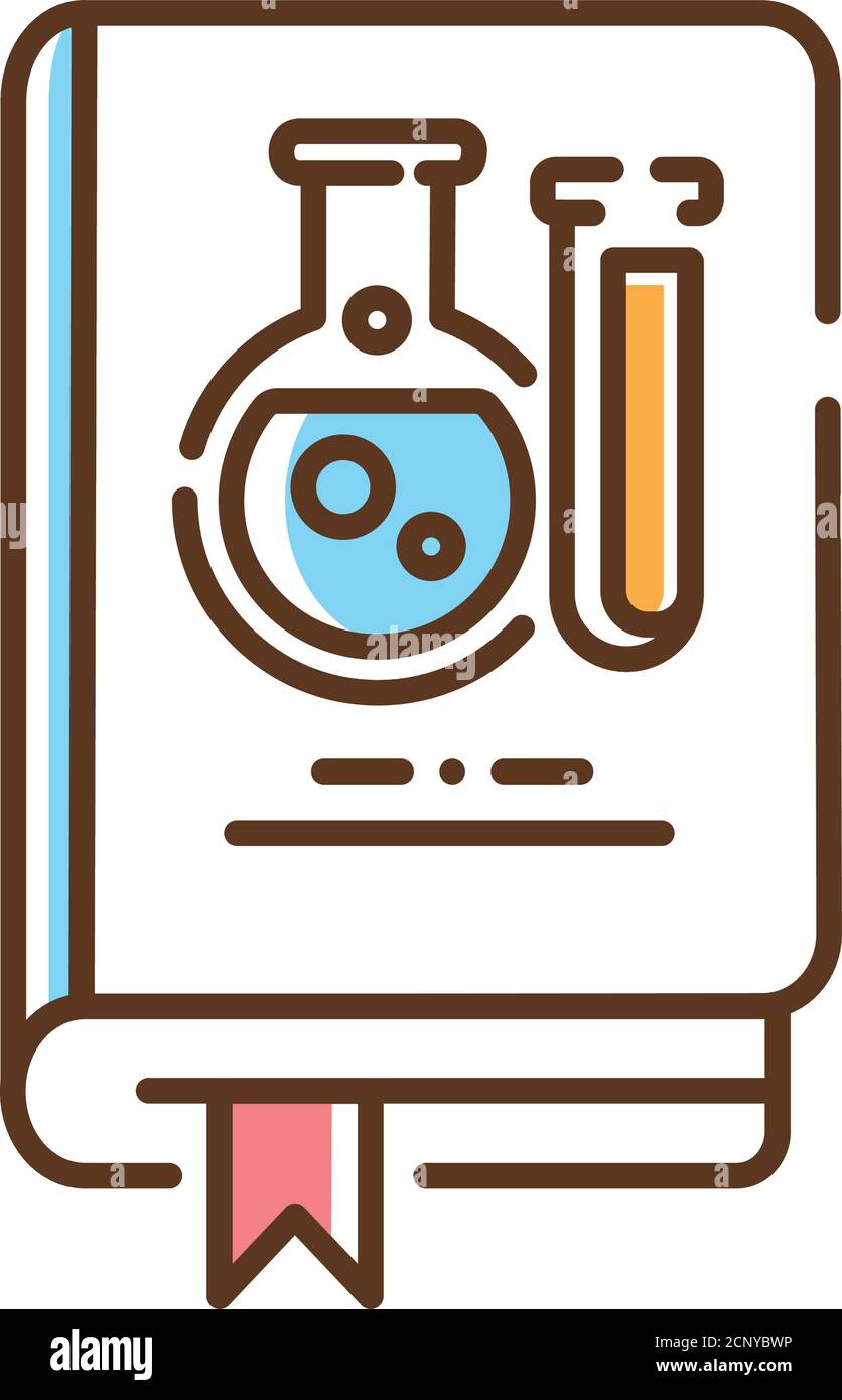 Science book color line icon. A work of nonfiction, usually written by ...