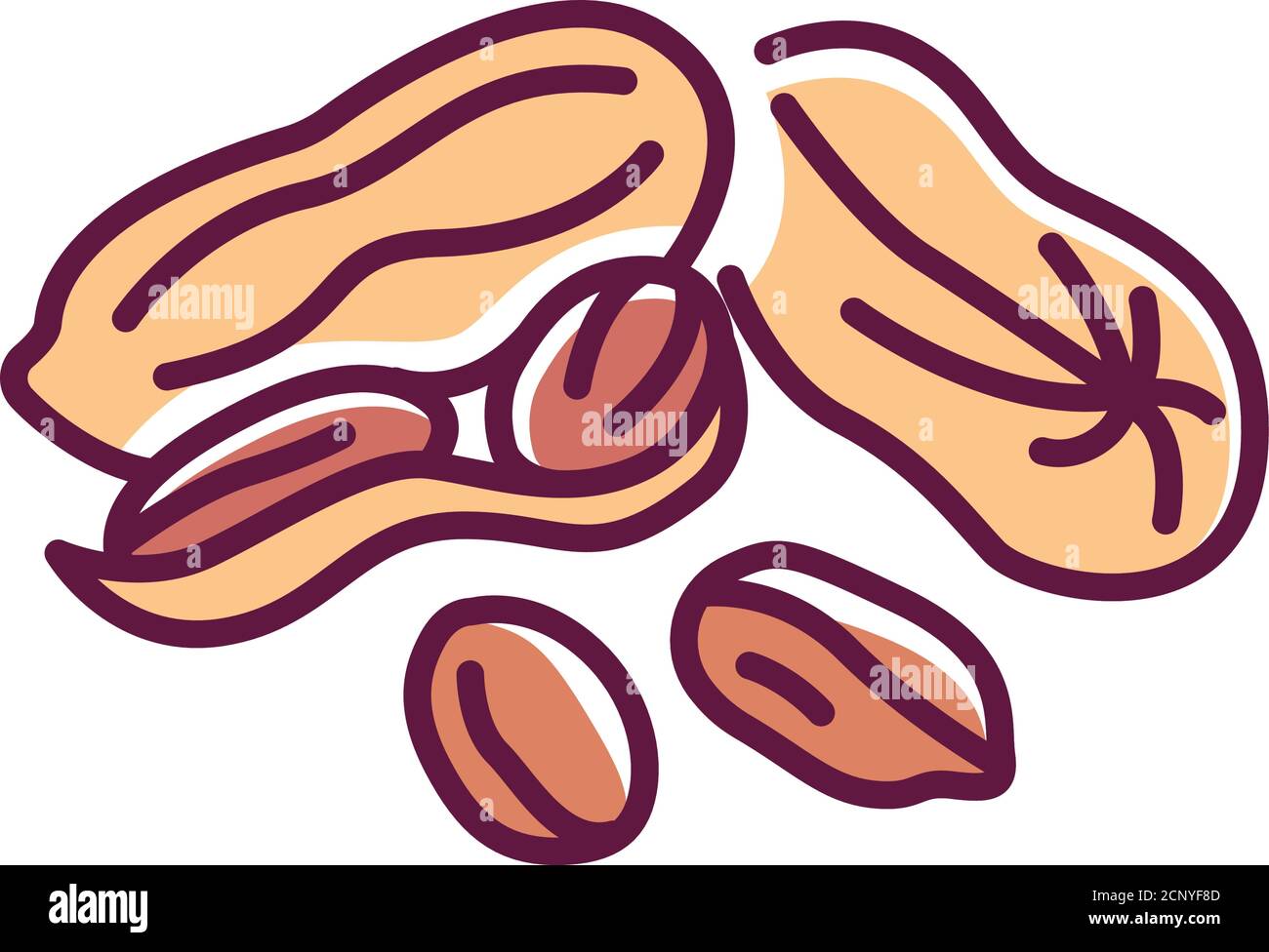 Peanut color line icon. Nuts in the shell. Pictogram for web page ...