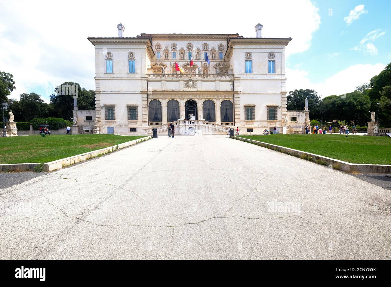 The main facade of the Borghese Gallery located in the Villa Borghese ...