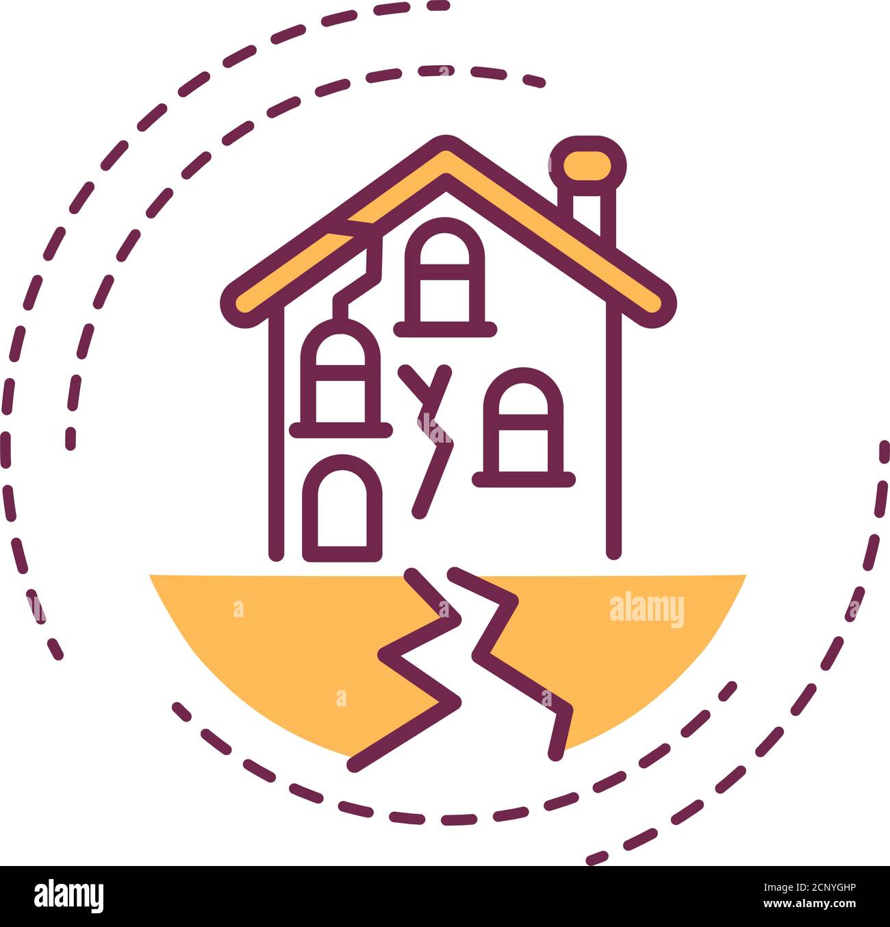 Eruption color line icon on white background. Seismic activity. Tremors ...