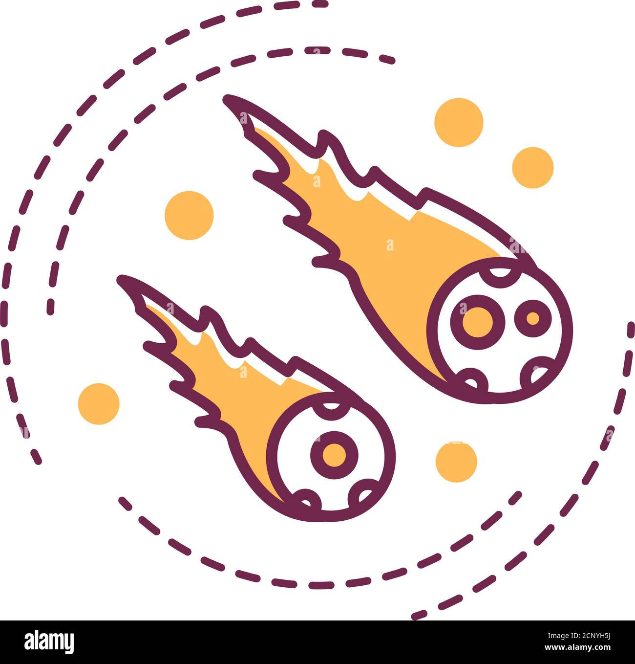 Meteor Falling Color Line Icon The Visible Passage Of A Glowing