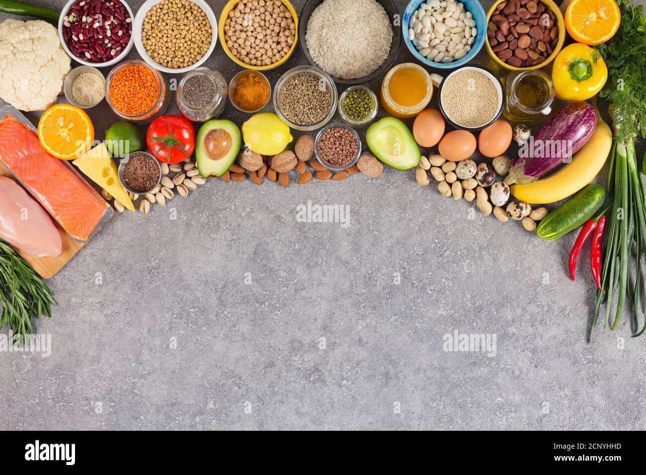 Balanced nutrition, assortment of eco products, sources of nutrients ...