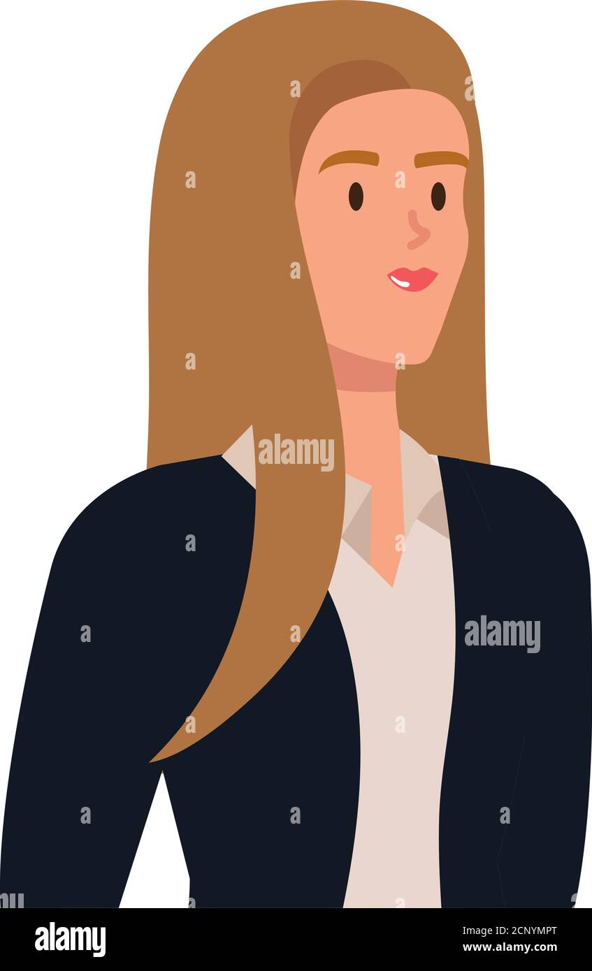 cute woman cartoon with black jacket vector design Stock Vector Image ...
