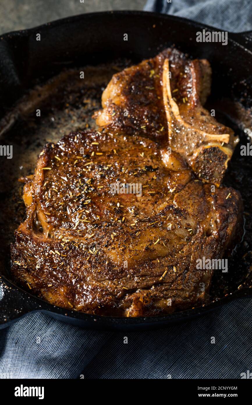 Grass Fed Cooked Ribeye Steak Ready to Eat Stock Photo - Alamy