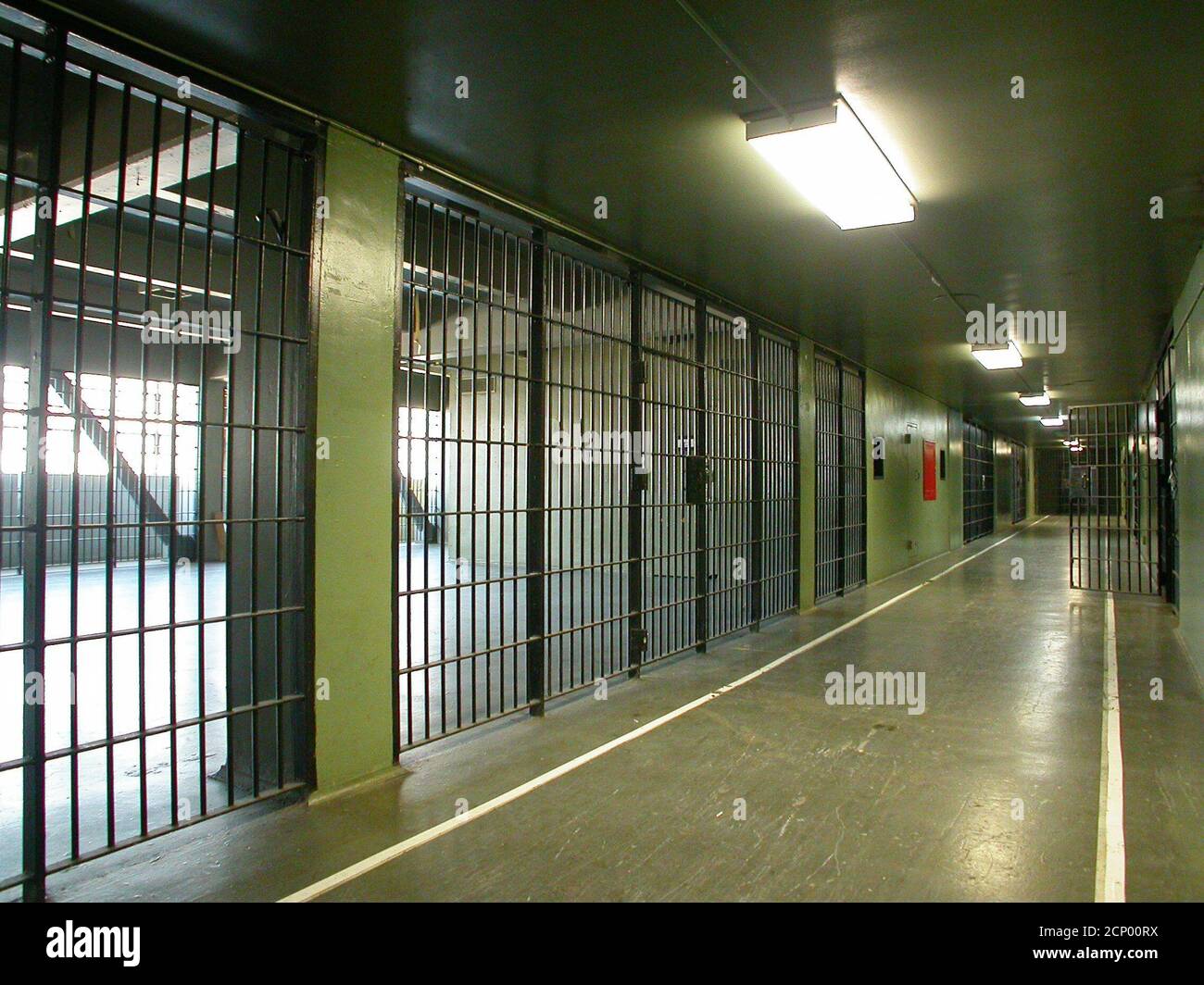 Archival view of large holding cells in old closed government owned ...