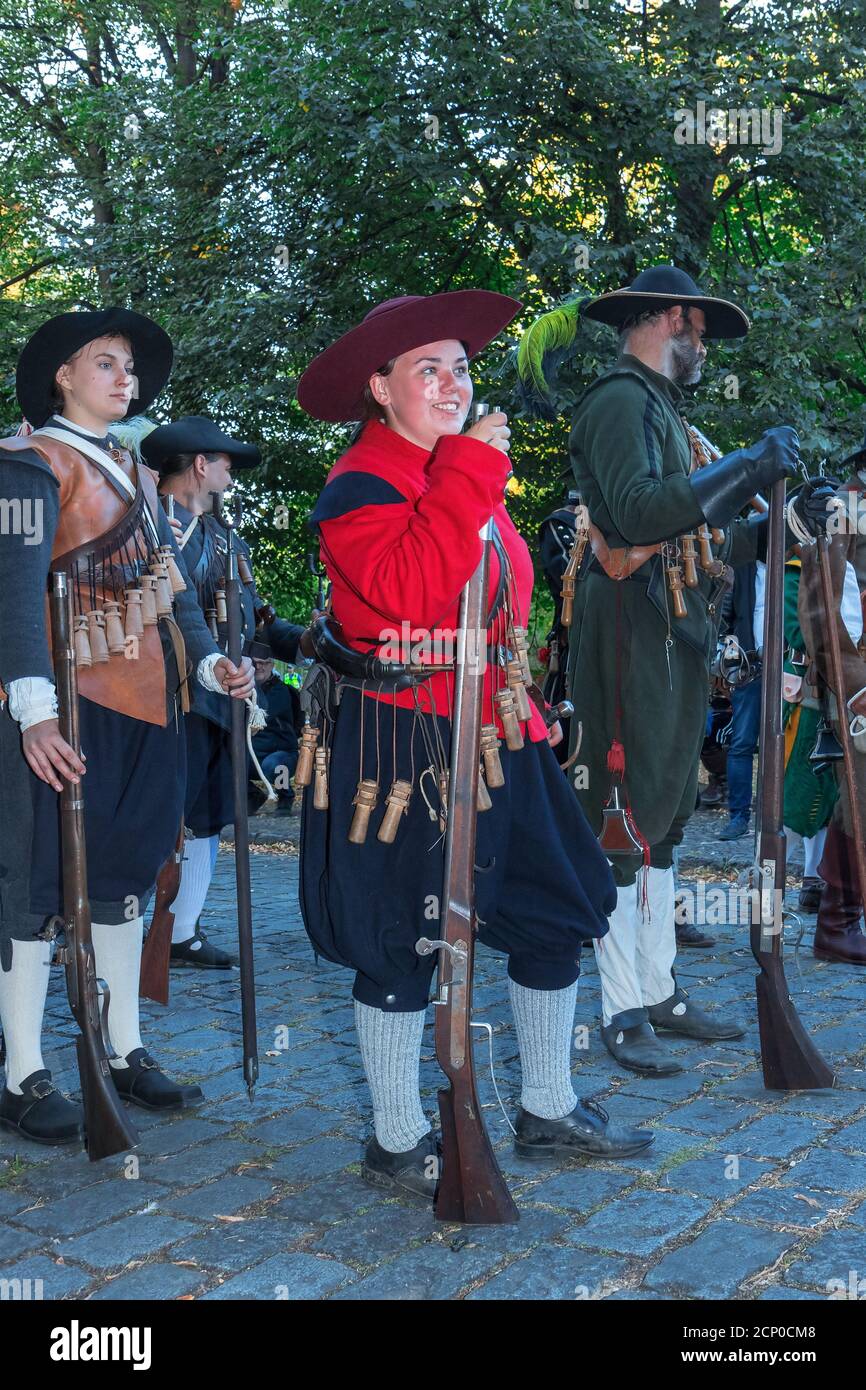 PRAGUE - September 18: Procession of historical re-enactors marking the ...
