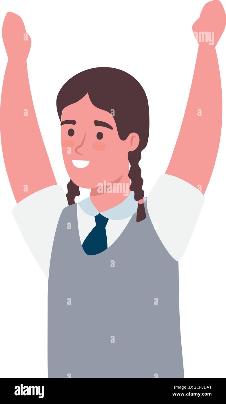 school girl kid cartoon with hands up vector design Stock Vector Image ...