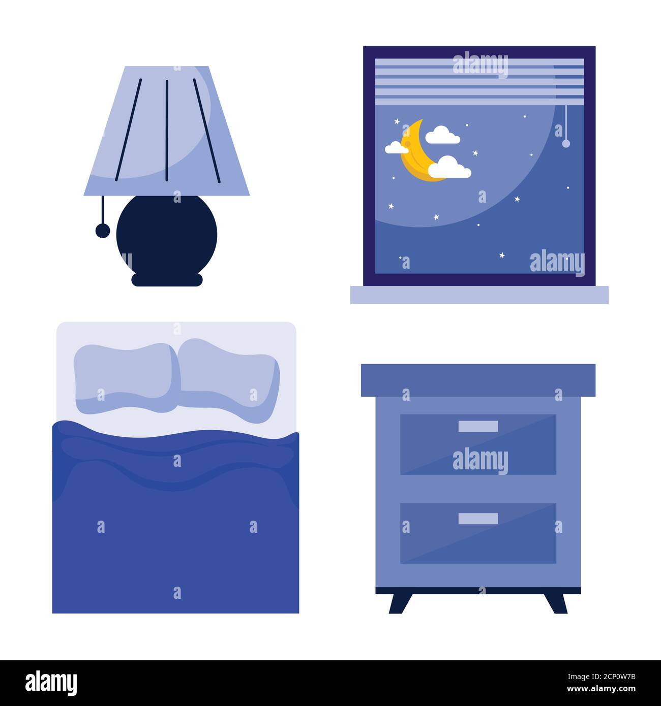 sleeping bed lamp window and furniture vector design Stock Vector Image ...