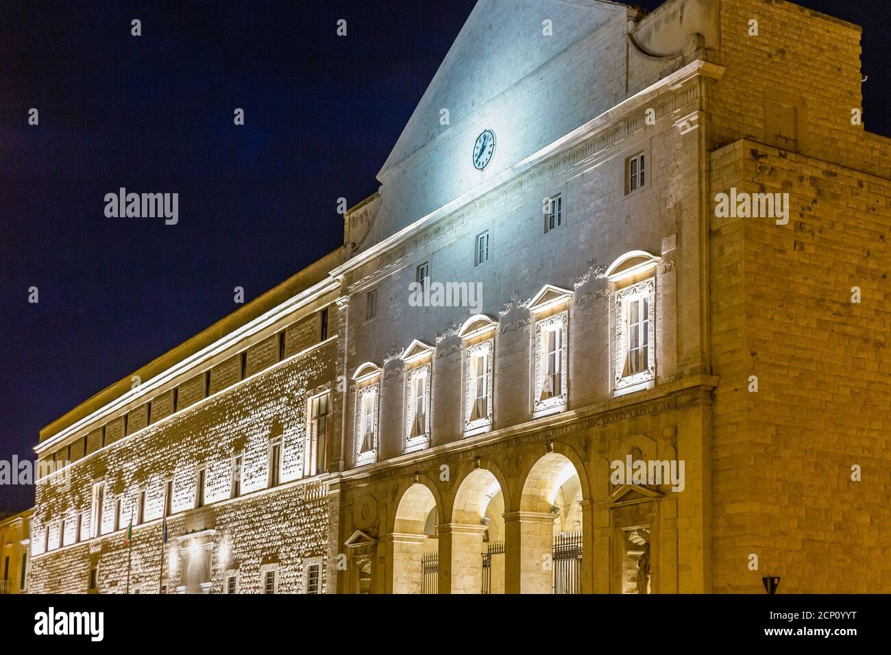 MOLFETTA (BA), AUGUST 31, 2020: light is enlightening ancient building ...