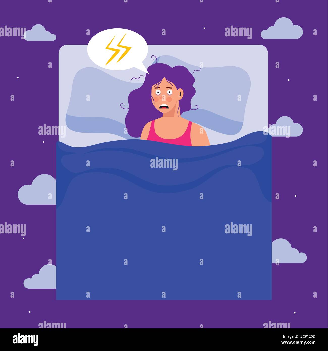 Insomnia bed woman night Stock Vector Images - Alamy