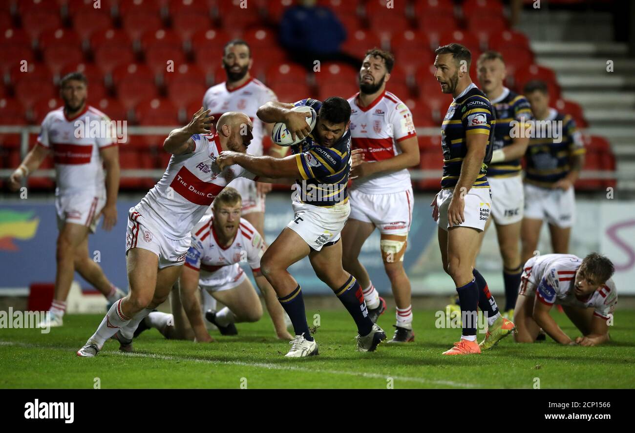 Leeds Rhinos' Rhyse Martin goes over to score a try during the Betfred ...