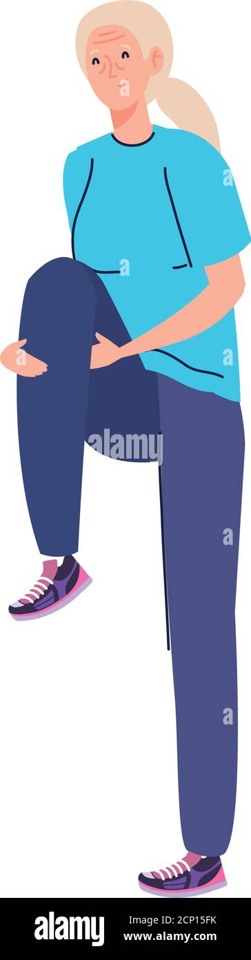 Senior Woman Cartoon Stretching Vector Design Stock Vector Image And Art