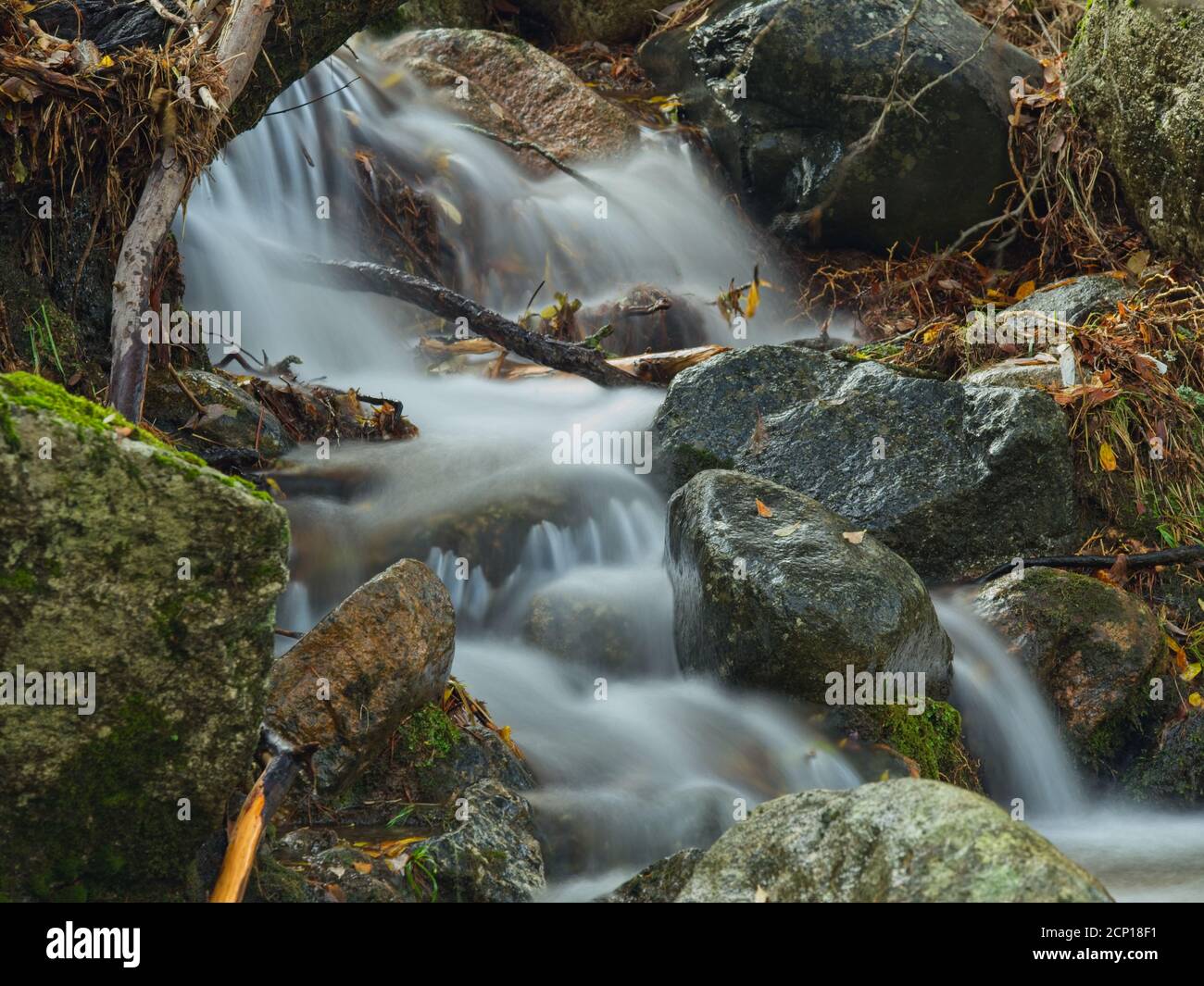 Long exposure rock waterfall in a forest river Stock Photo - Alamy