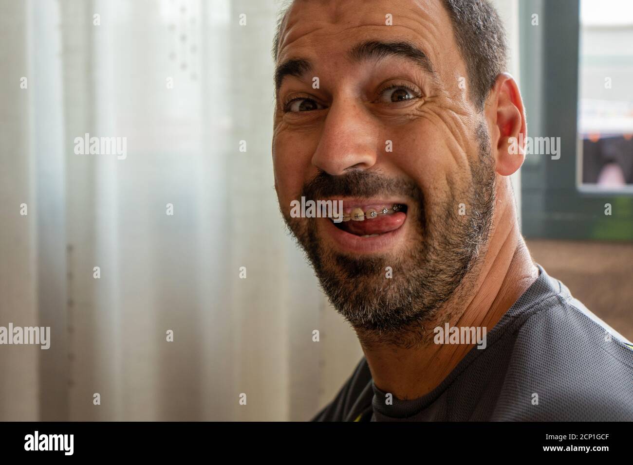 Man long beard sticking out hi-res stock photography and images - Alamy