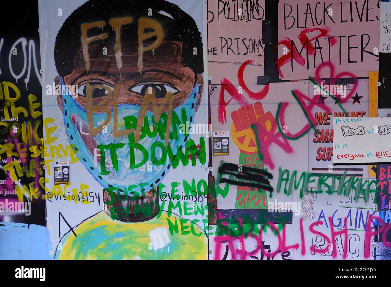 A mural of protest art near Lafayette Square in Washington DC Stock ...