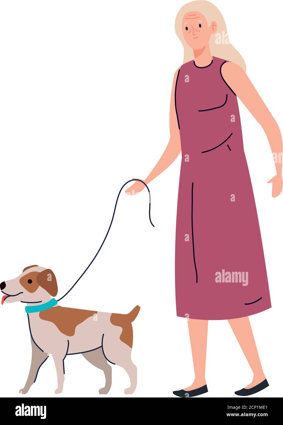 Senior woman cartoon with dog vector design Stock Vector Image & Art ...