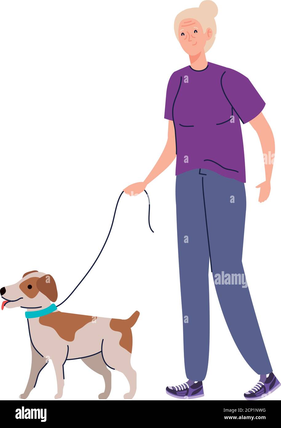 Senior woman cartoon with dog vector design Stock Vector Image & Art ...