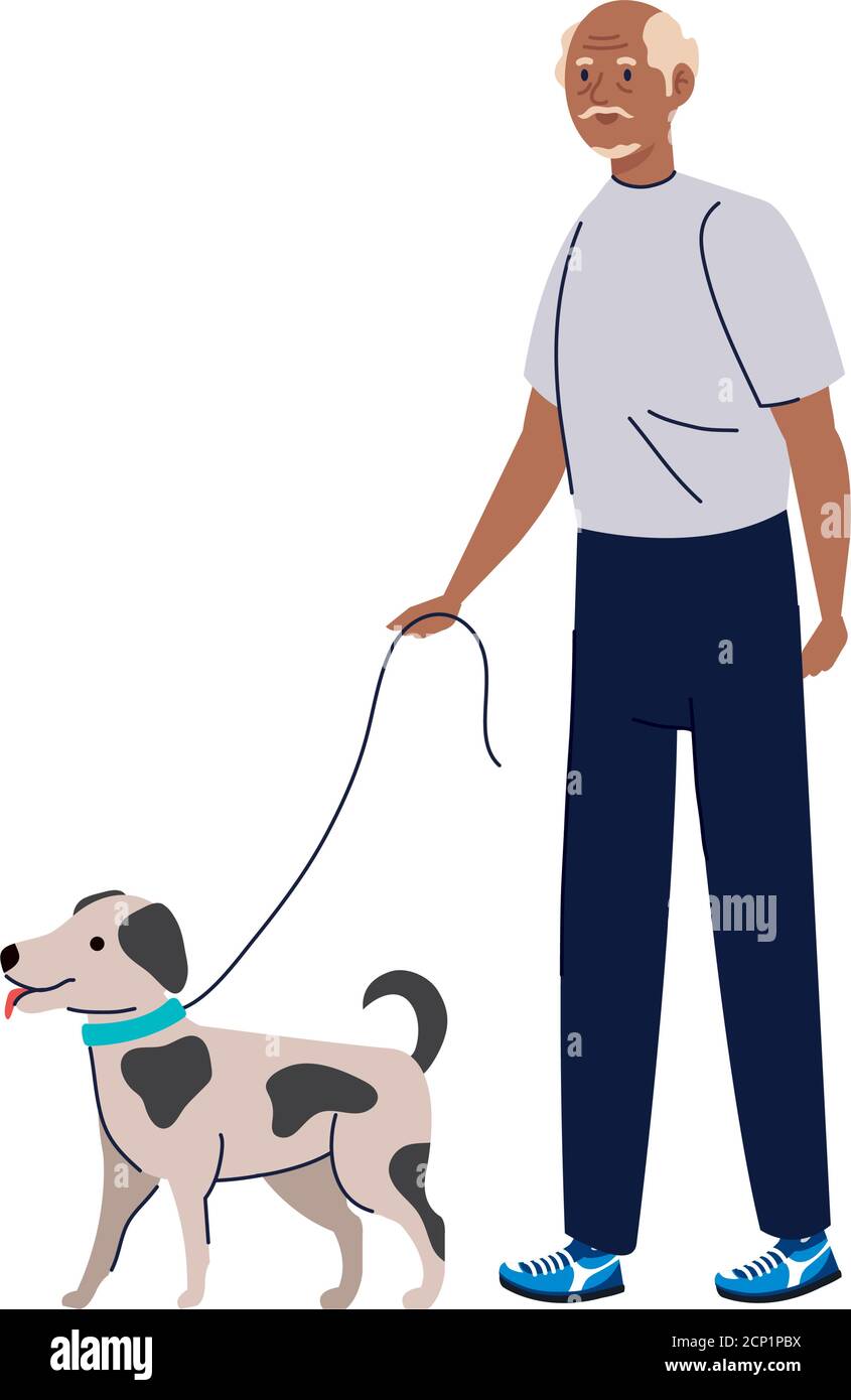 Senior man cartoon with dog vector design Stock Vector Image & Art - Alamy