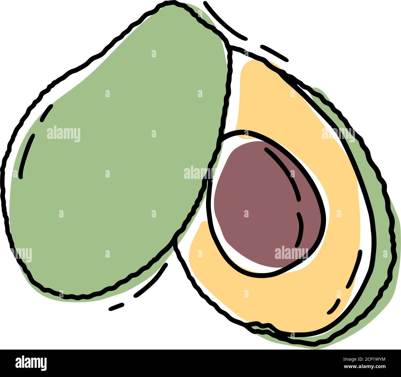 Avocado slice Vector hand drawn vector illustration. Tropical summer ...