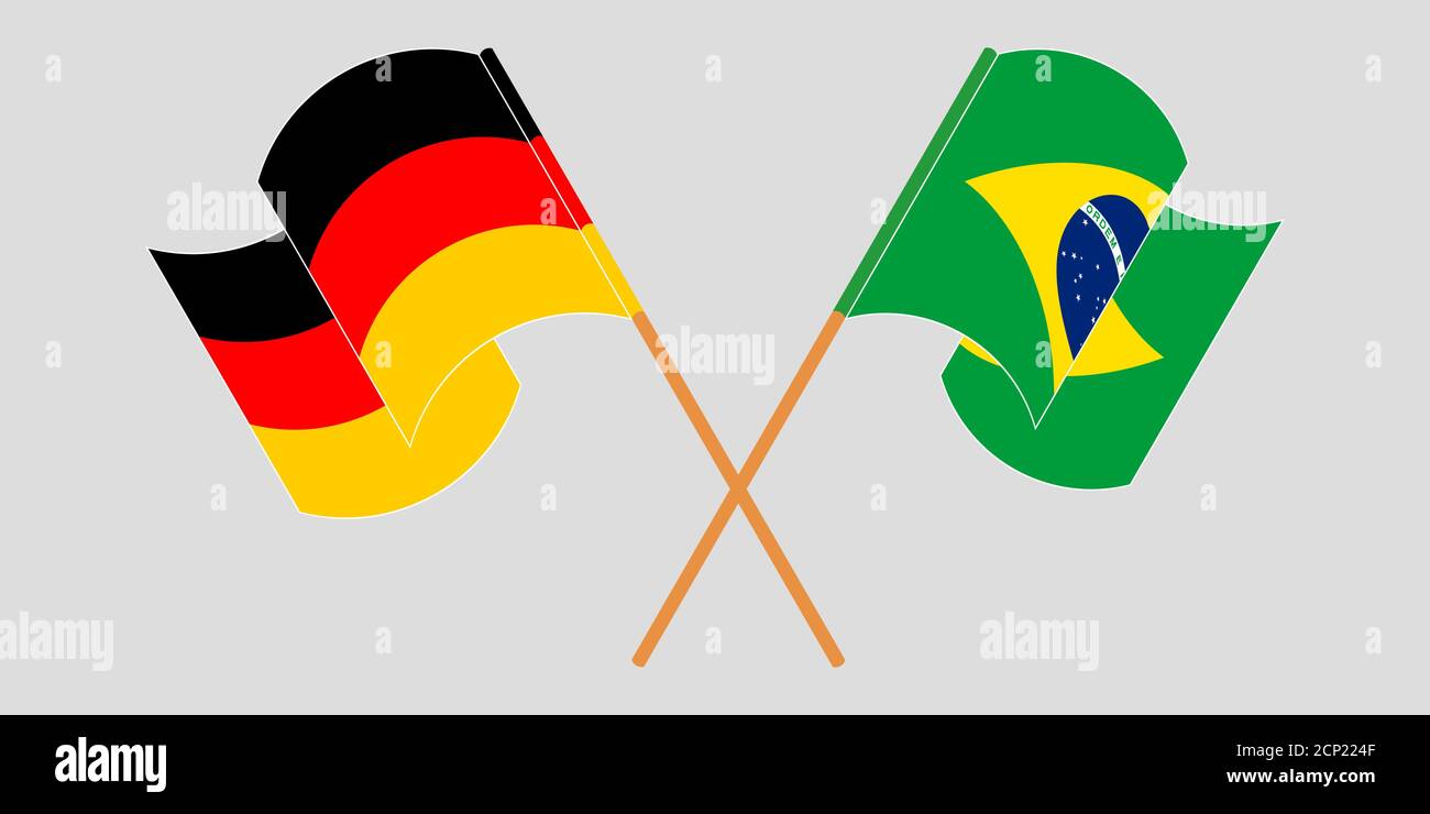Crossed and waving flags of Brazil and Germany. Vector illustration ...