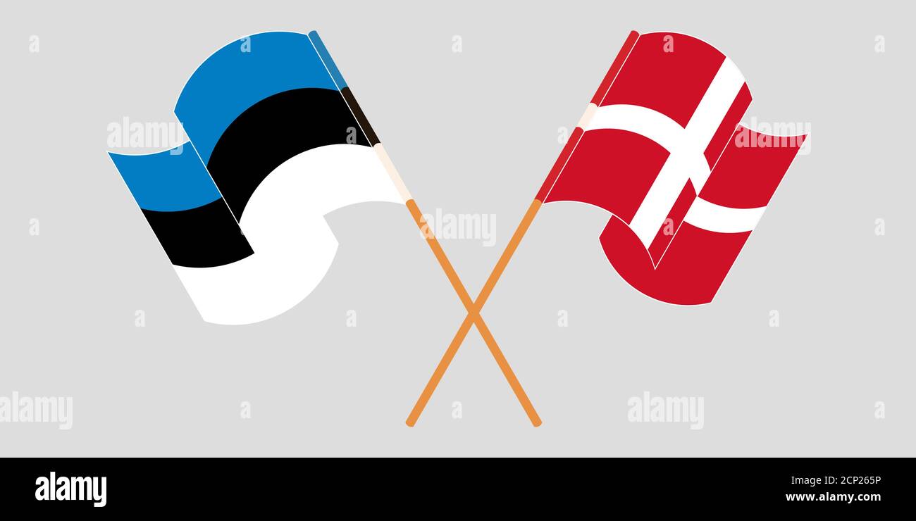 Crossed and waving flags of Estonia and Denmark. Vector illustration Stock Vector Image & Art ...