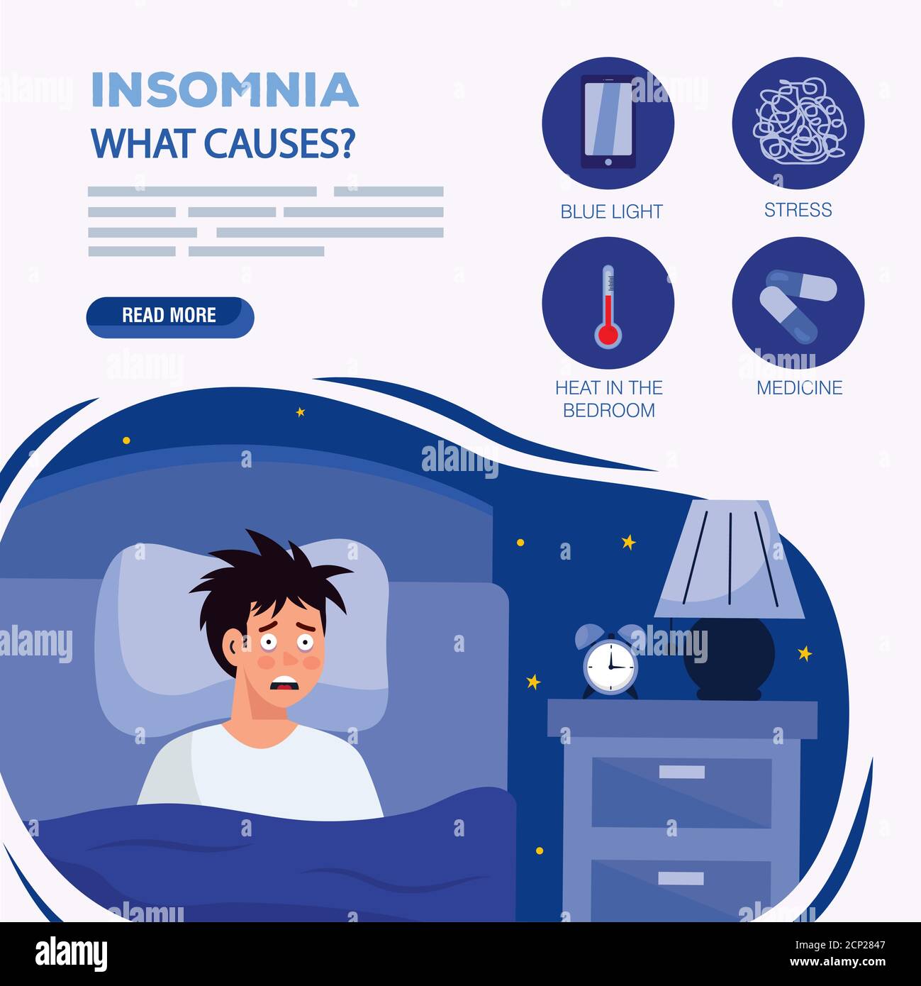 Sick boy in bed Stock Vector Images - Alamy