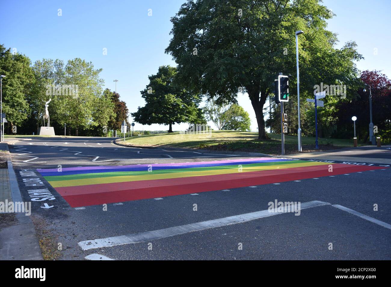 University of Surrey, rainbow toucan crossing, Guildford Stock Photo ...