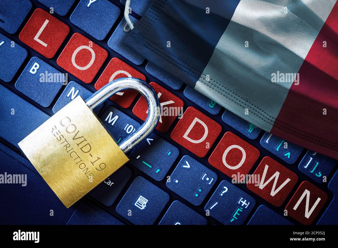 France COVID-19 coronavirus lockdown restrictions concept illustrated ...