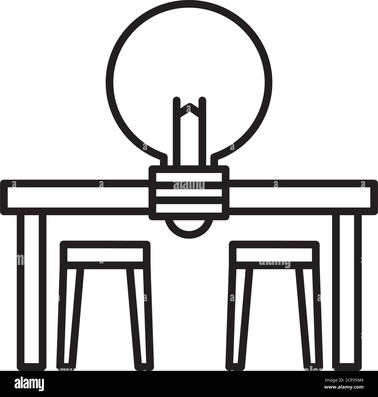 office desk with light bulb line style icon vector design Stock Vector ...