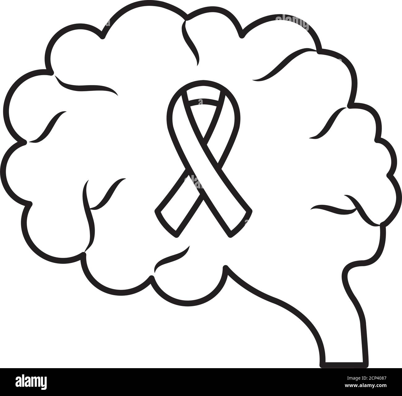 medical ribbon in brain line style icon vector design Stock Vector ...