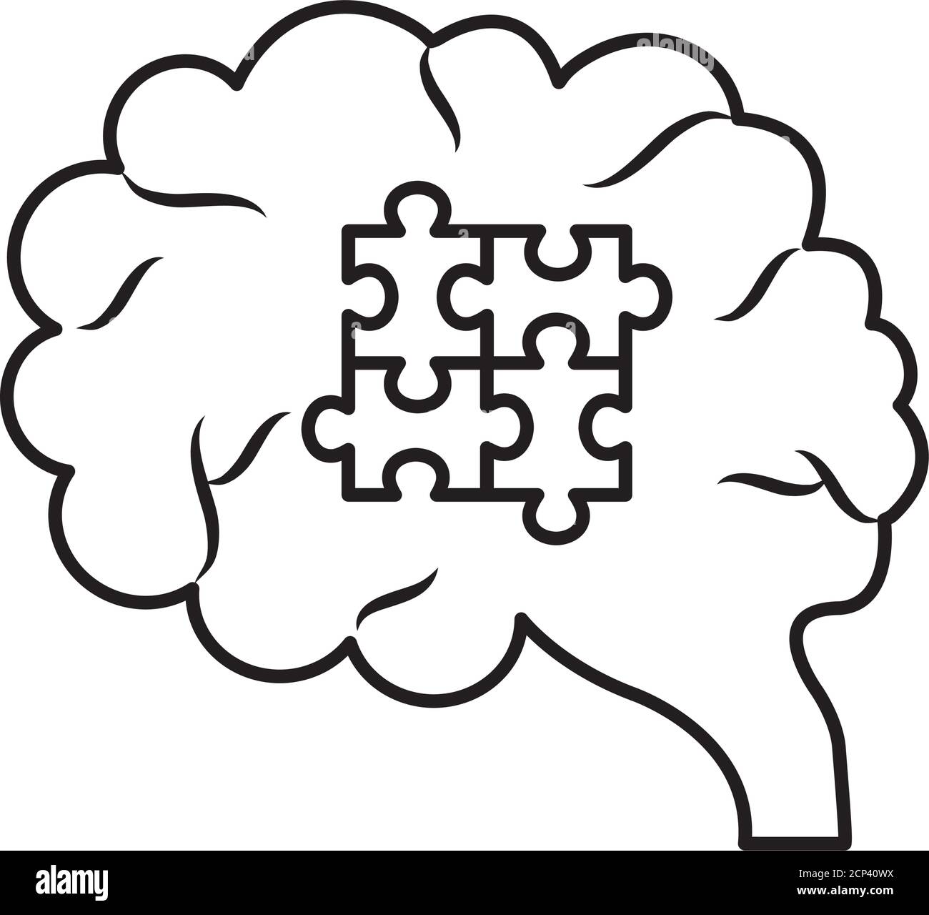Jigsaw brain Black and White Stock Photos & Images - Alamy