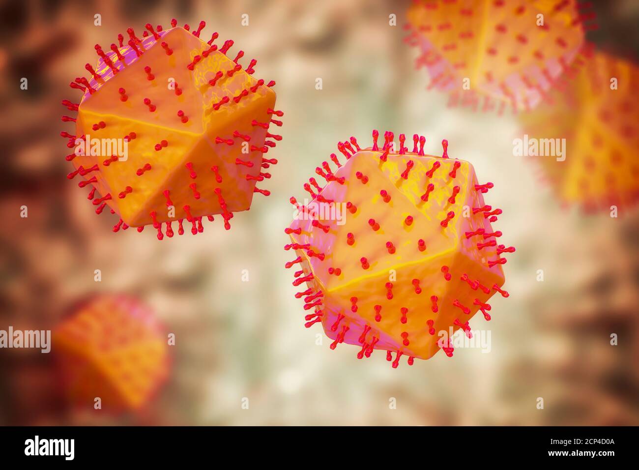 African swine fever virus, illustration. This virus is a member of the ...