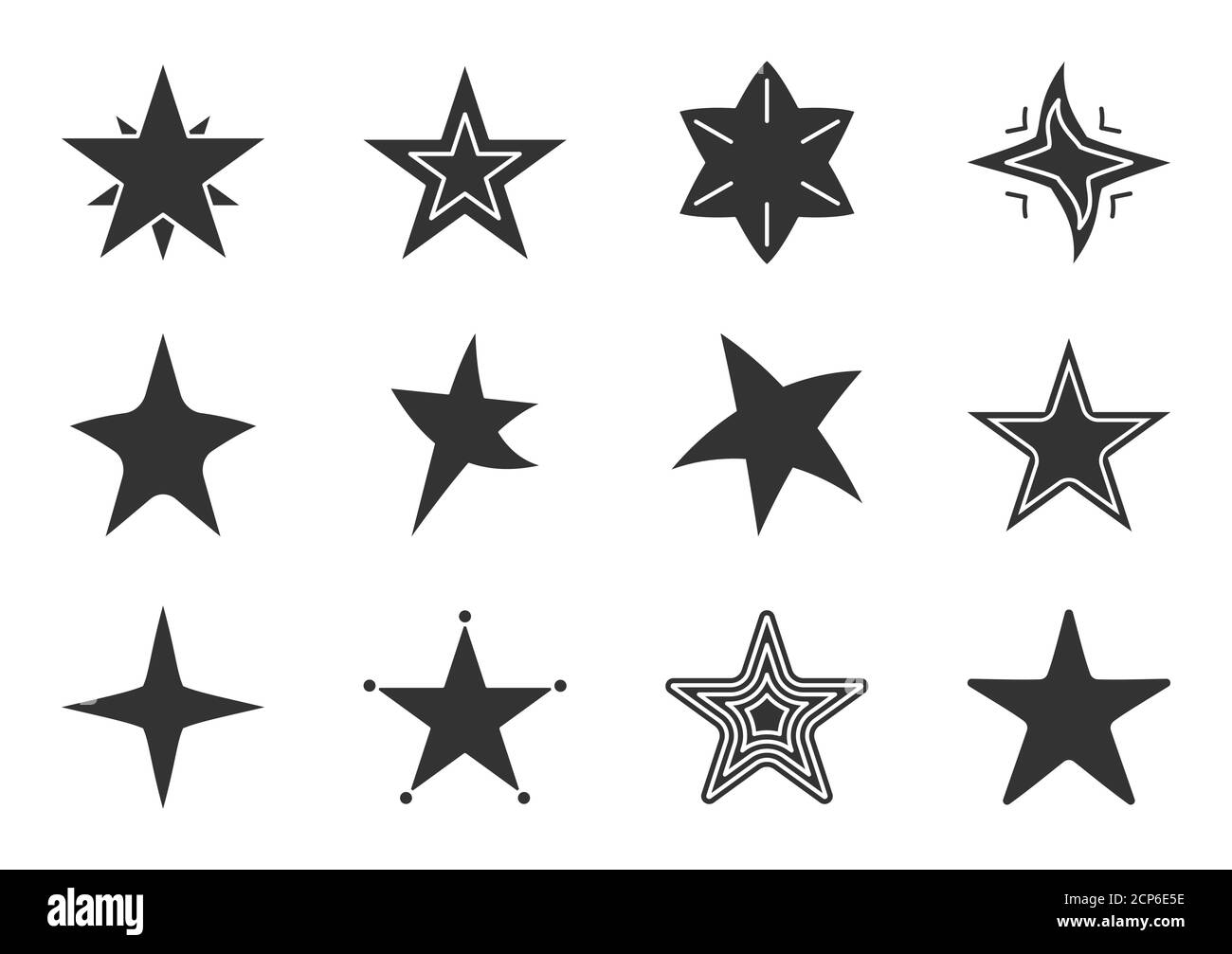 Set of star black icons. Abstract template different shape stars. Empty ...