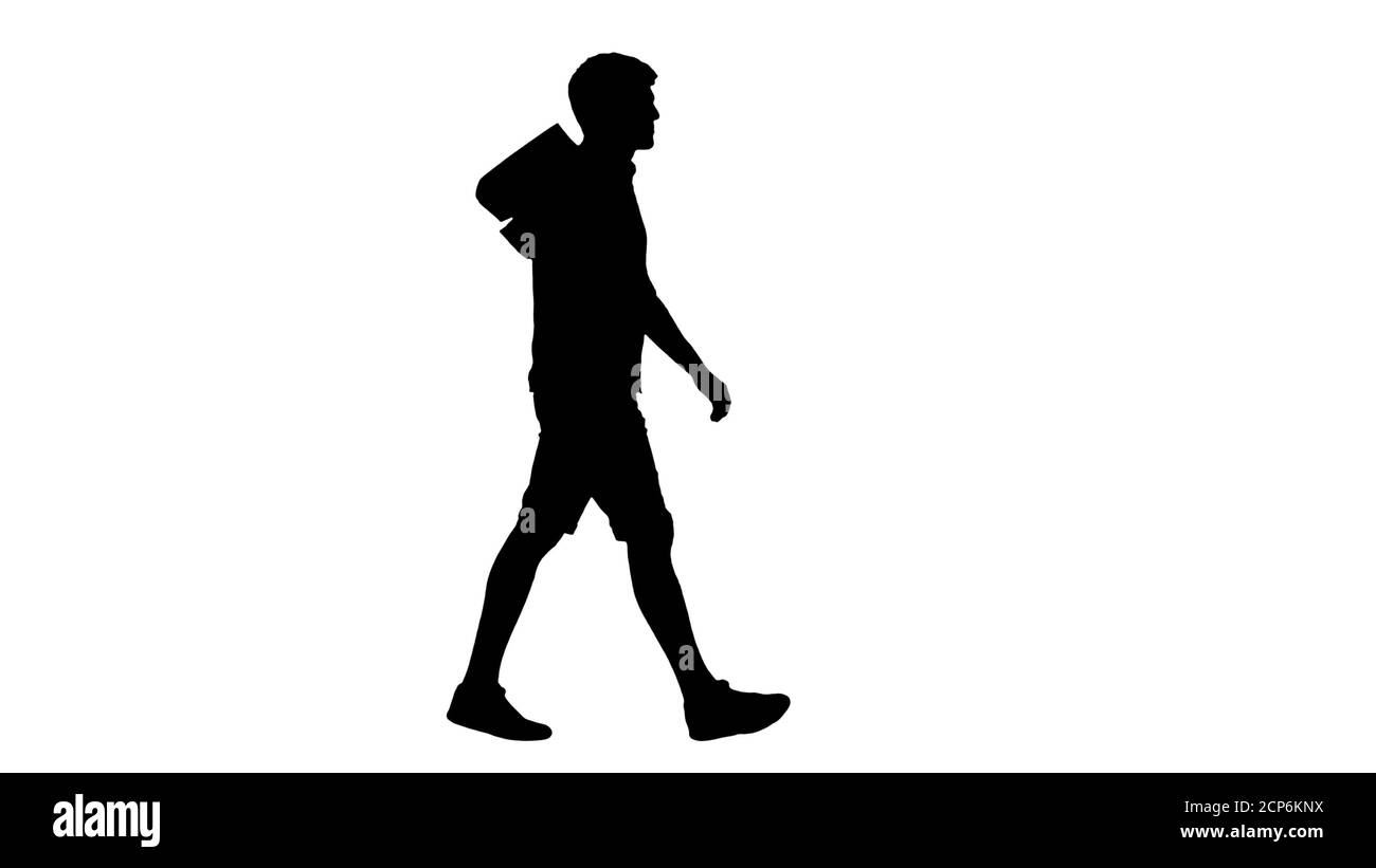 Silhouette Handsome man in casual clothes walking with shopping Stock ...