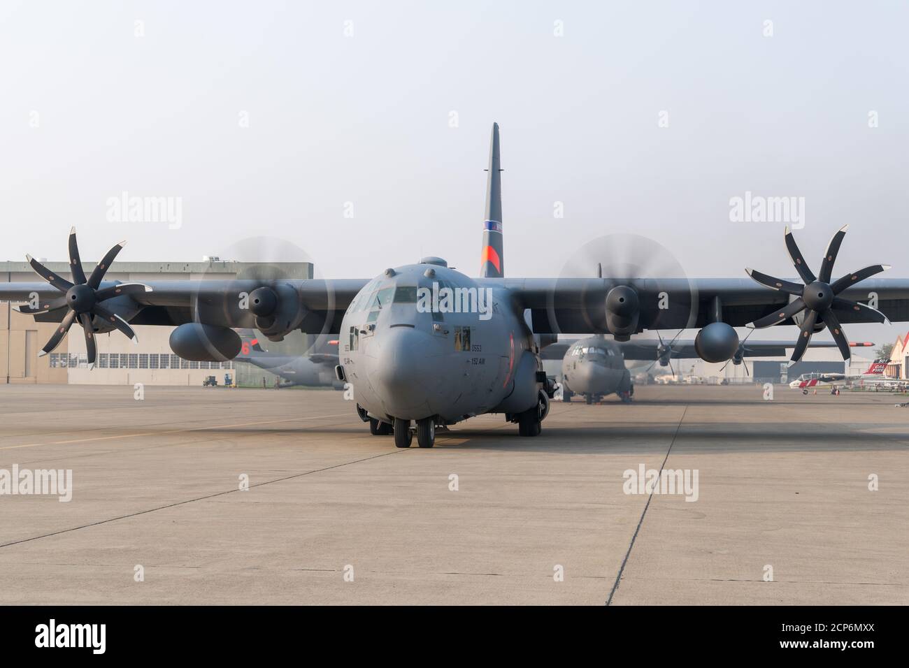 A U.S. Air Force C-130H Hercules equipped with a USDA Forest Service ...