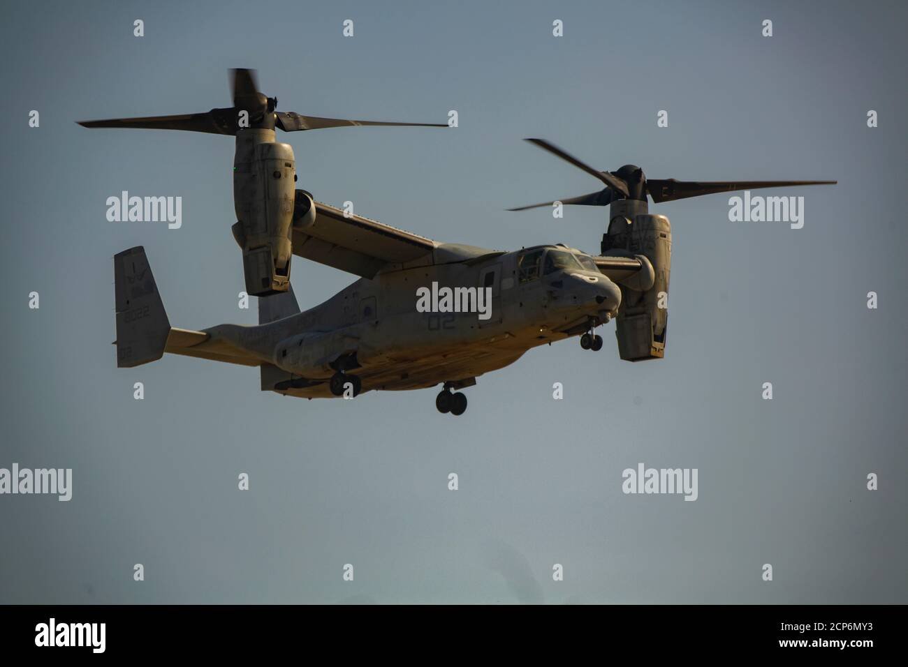 A U.S. Marine Corps MV-22B Osprey aircraft with Marine Medium Tiltrotor ...