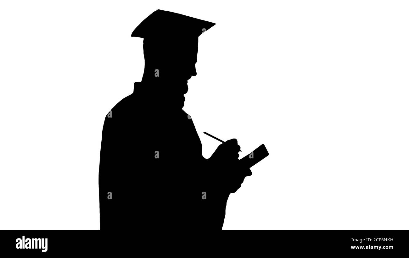 Thoughtful graduation man writing down his goals, Alpha Channel Stock ...