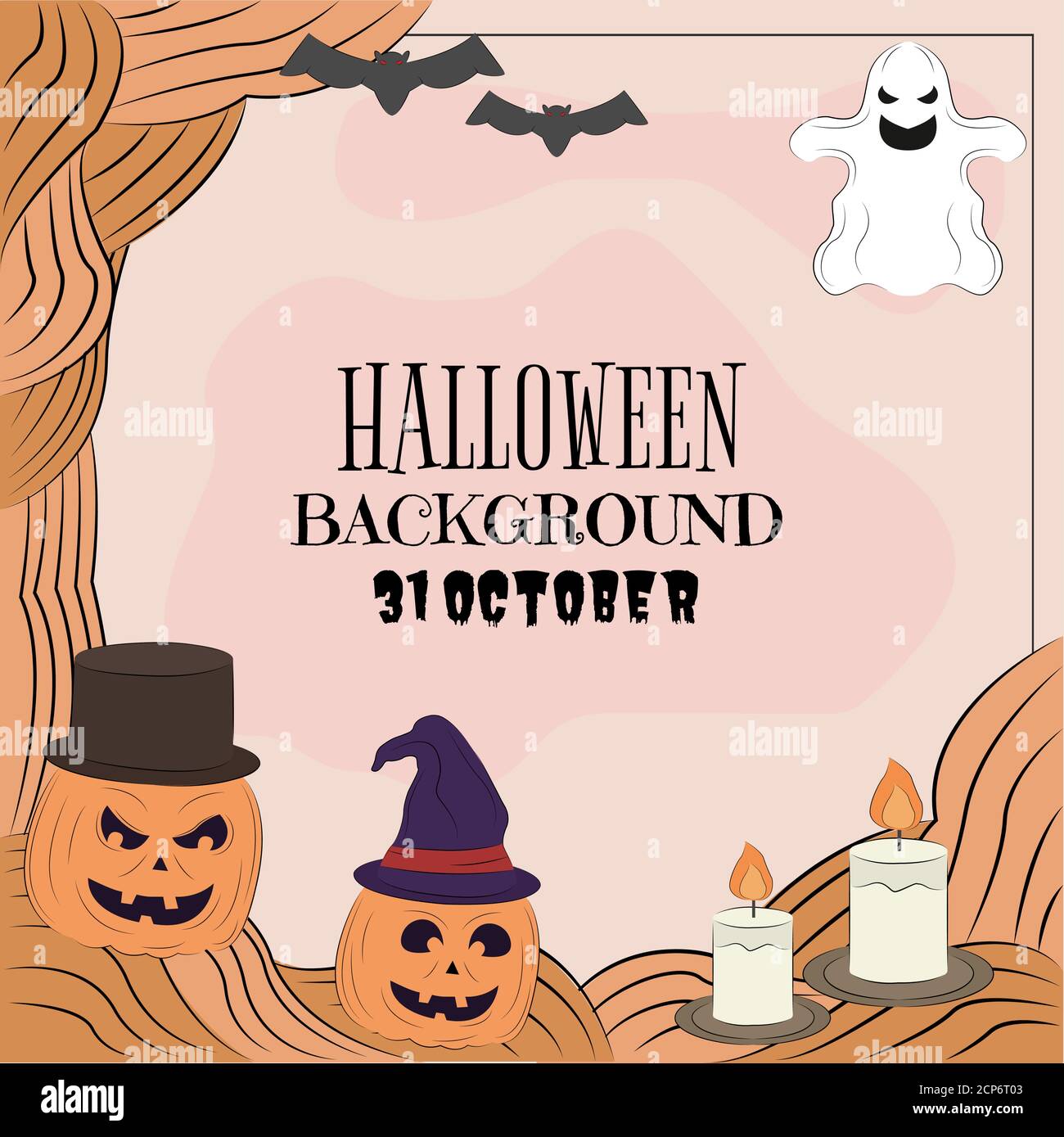 Hand drawn illustration vector design of Halloween background with ...