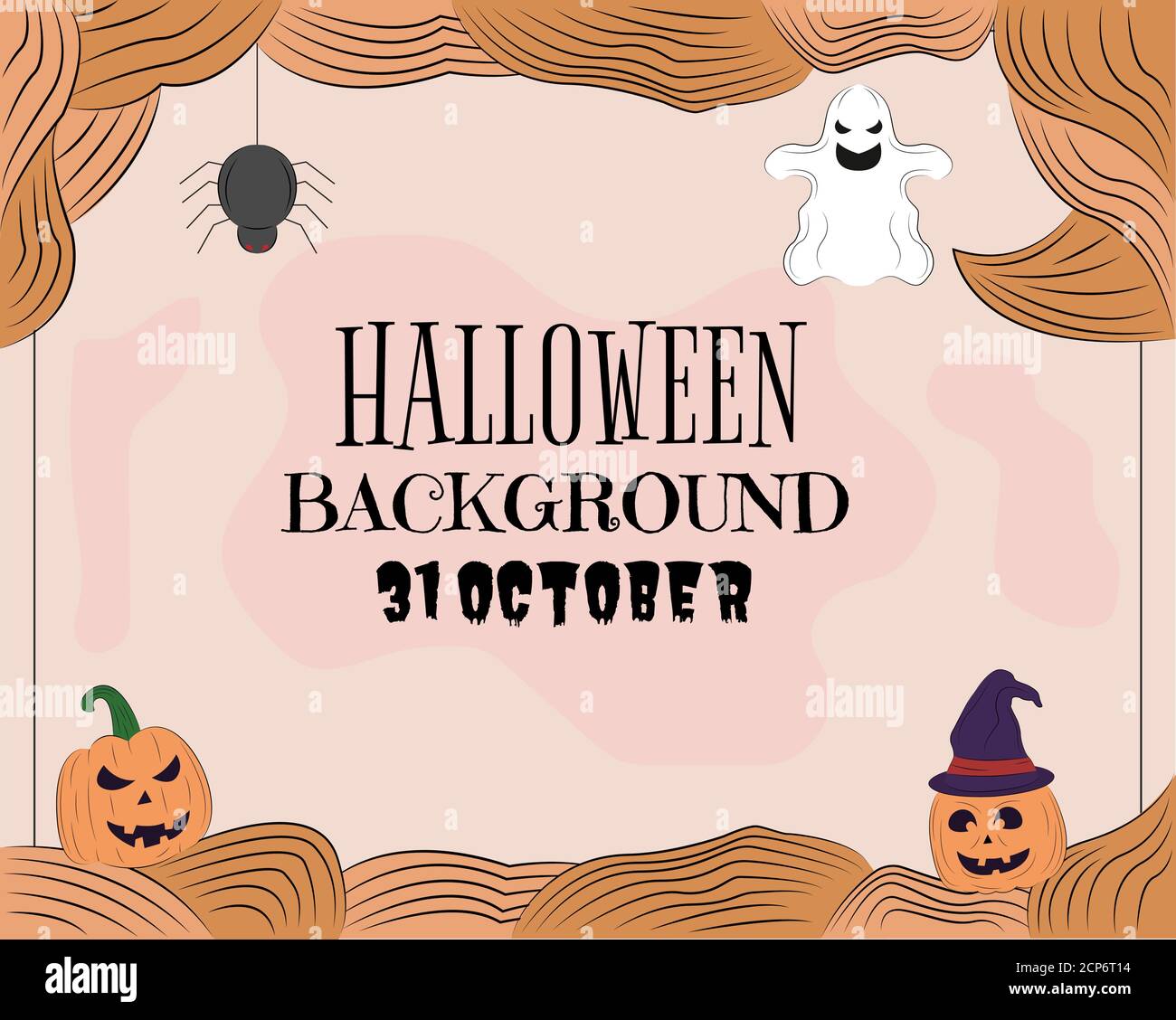 Hand drawn illustration vector design of Halloween background with ...