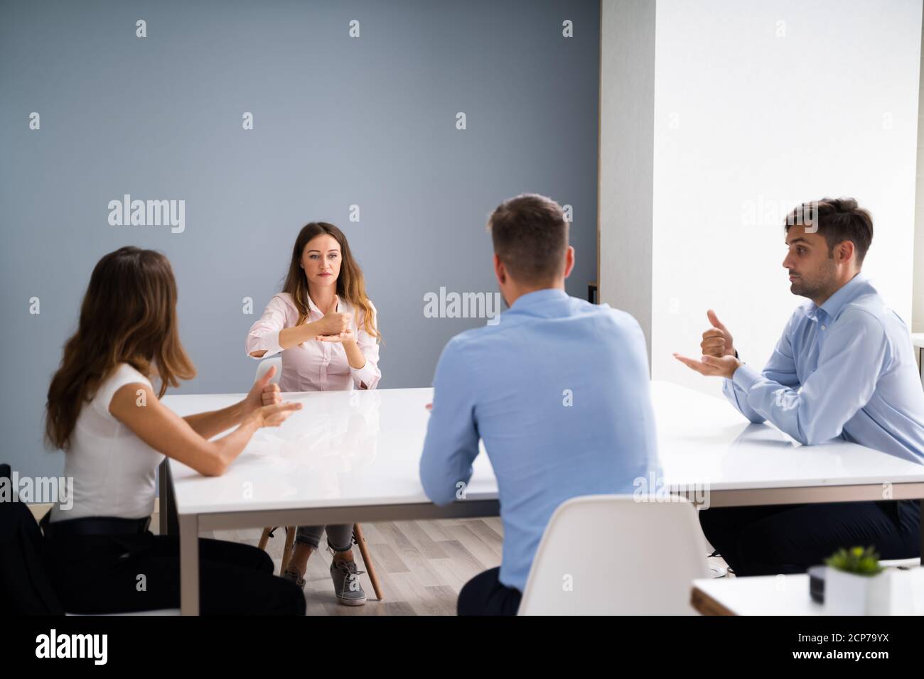 Sign Language Learning For Deaf Disabled People Stock Photo - Alamy