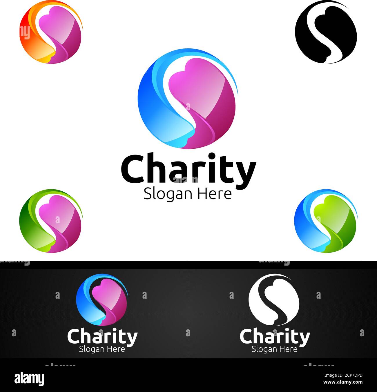 3D Helping Hand Charity Foundation Creative Logo for Voluntary Church ...