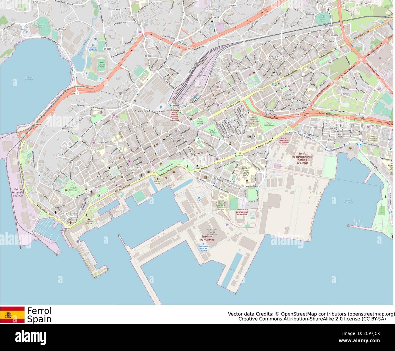Map Of Ferrol Spain Stock Vector Images - Alamy