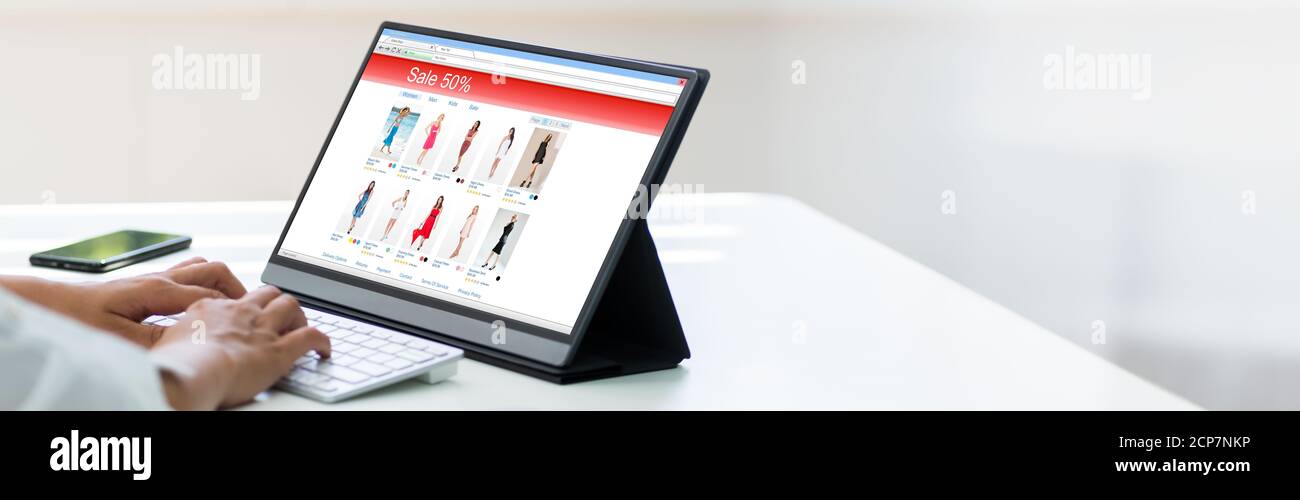 Online Shop Order. E Shopping Discount Consumer Stock Photo - Alamy