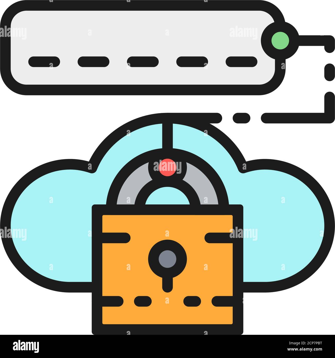 Cloud lock with password, data security flat color line icon Stock ...
