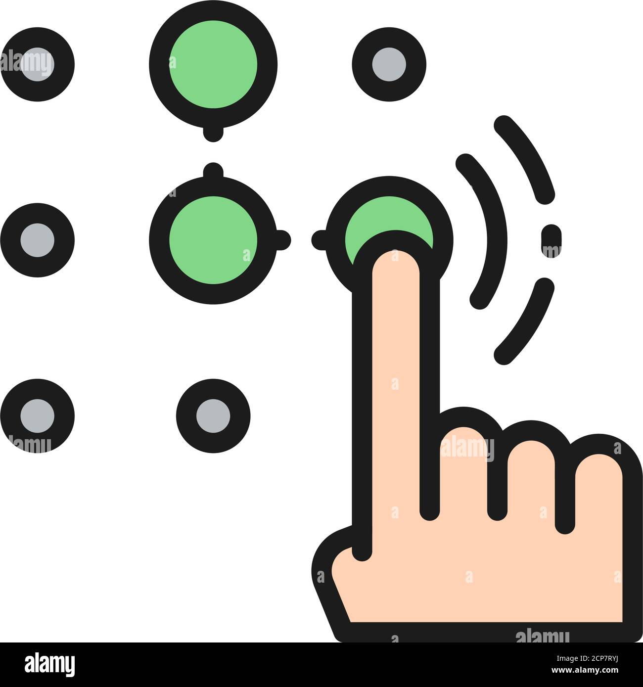 Pin code, password and unlock, identification flat color line icon ...